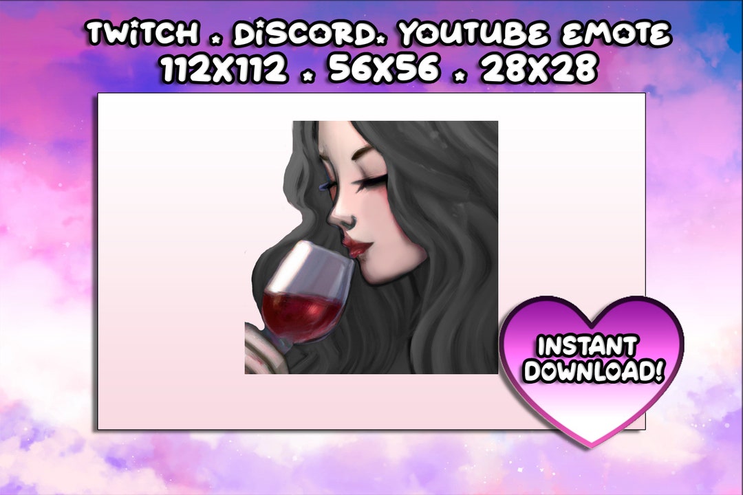 Elegant Lady Sipping Wine Twitch Emote Digital Art for - Etsy