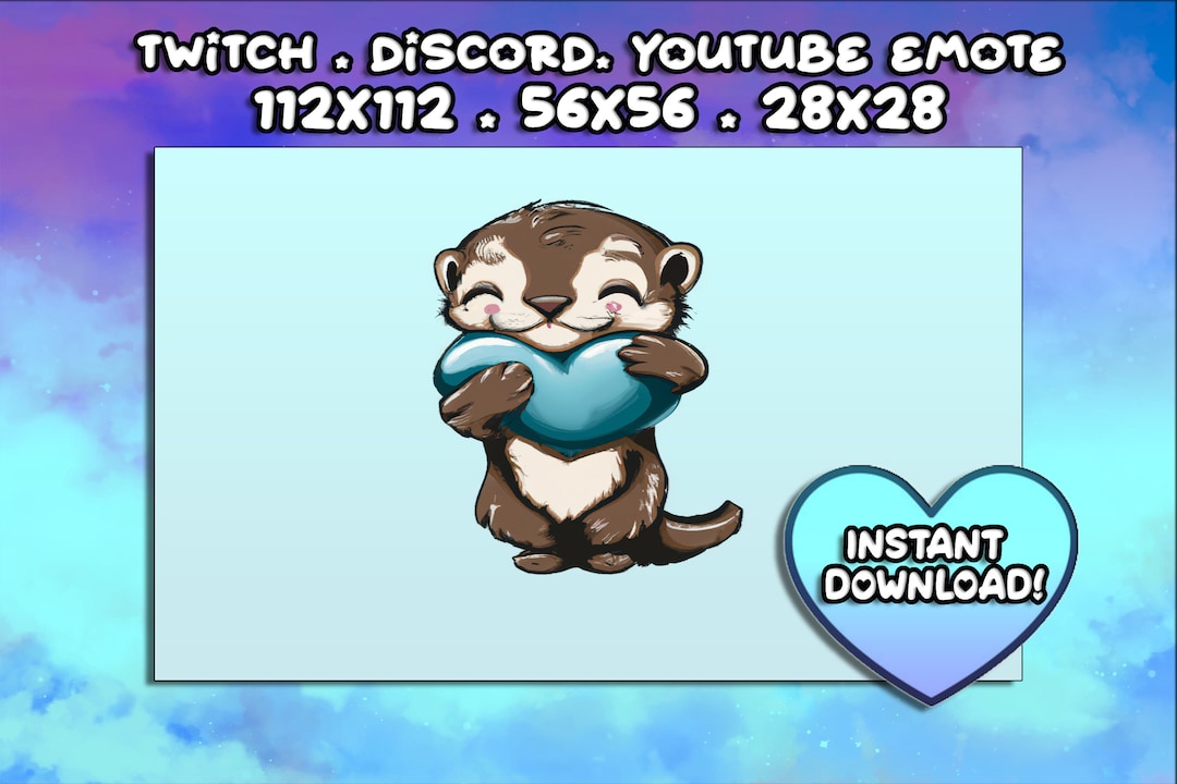 Cute Otter Twitch Emote Blue Heart Hug Adorable Gamer - Etsy