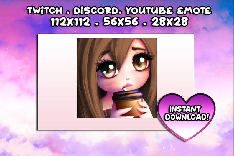 Cute Girl SIP Twitch Emote Sweet Doll Like Face Rich Brown - Etsy