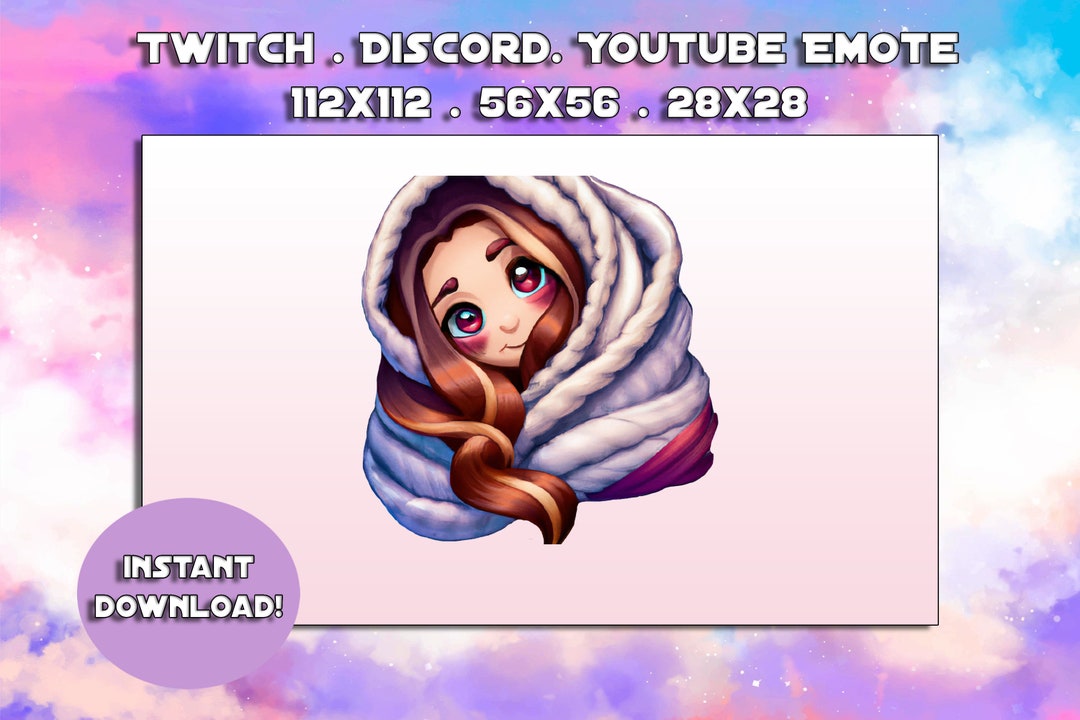 Cute Cozy Emote for Twitch Long Dark Ombre Hair Big Eyes - Etsy