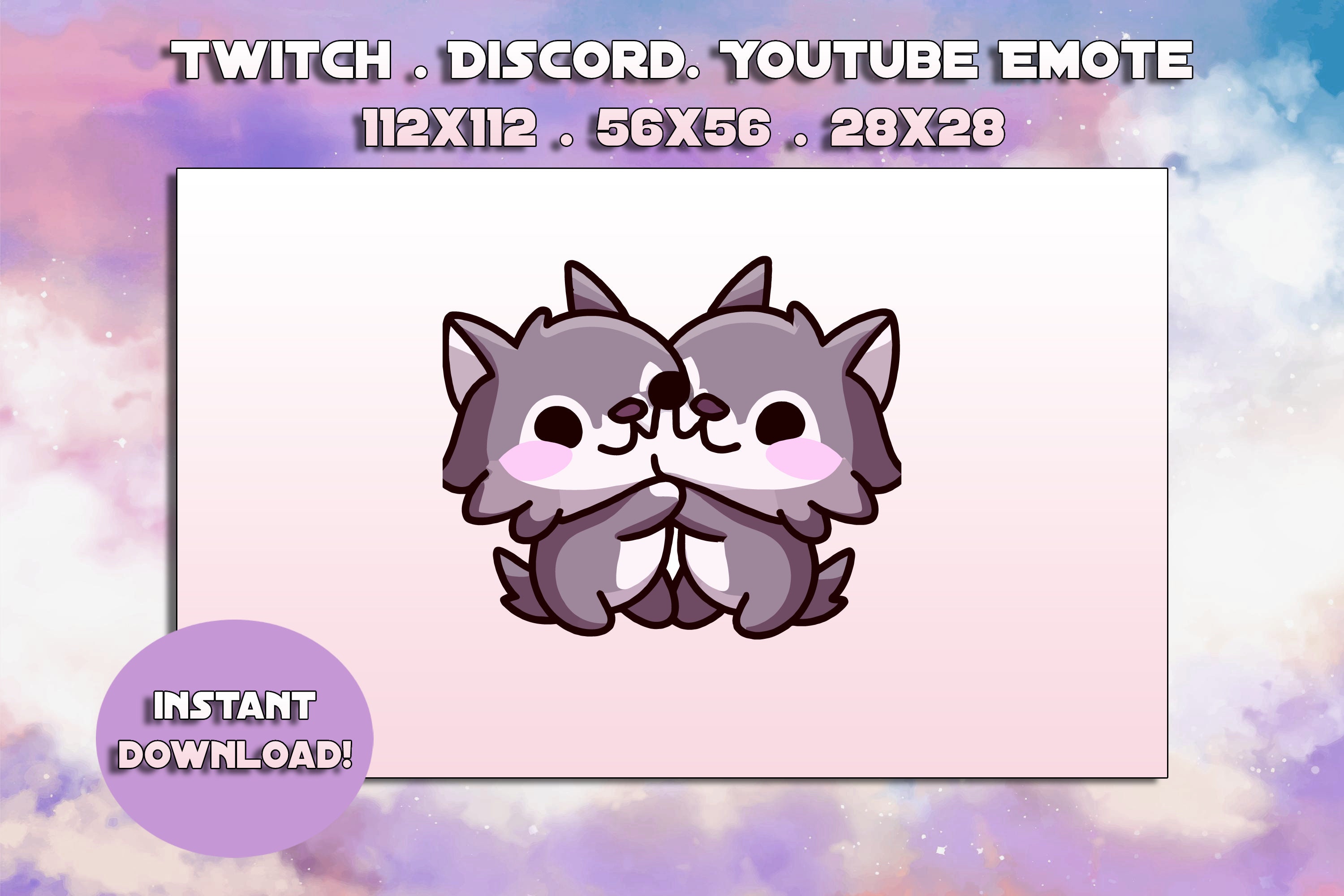 Squish Hugging Cuddling Wolf Puppy Emote for Twitch Kawaii Cute Squeeze ...