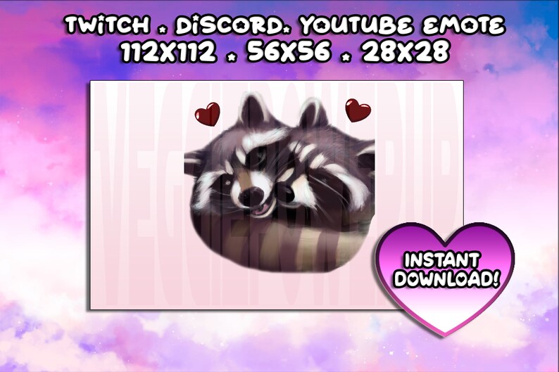Cute Raccoon Hug Twitch Emote Adorable Raccoons Cuddling - Etsy