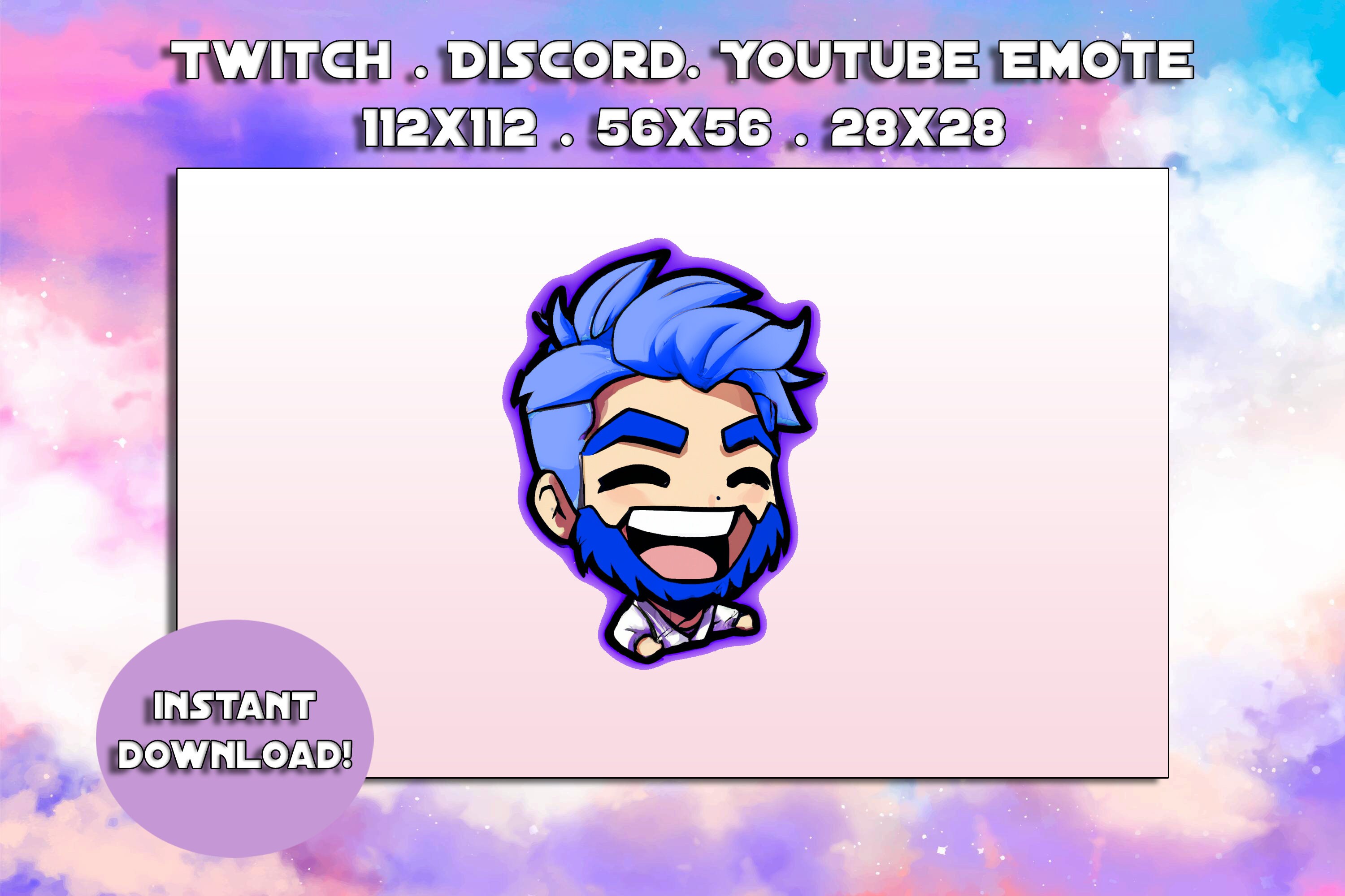 Blue Hair Laughing Emote for Twitch Handsome Beard LUL LMAO - Etsy