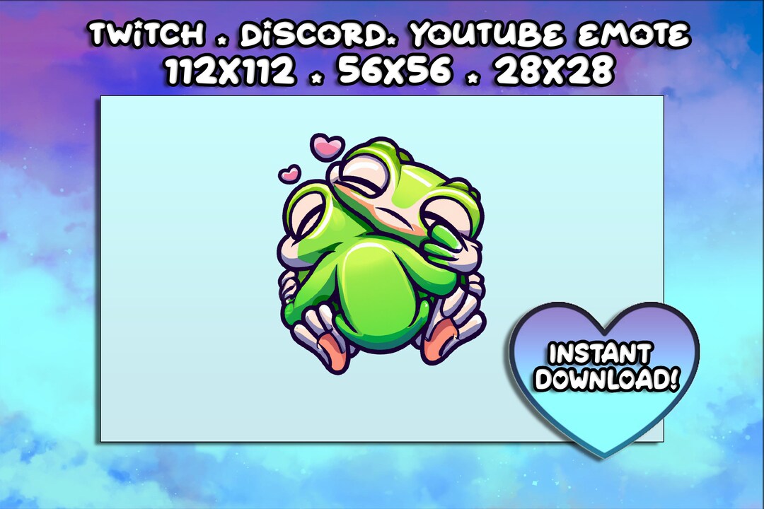 Unique Hugging Cuddling Frog Emote for Twitch Froggie Squish Kawaii ...
