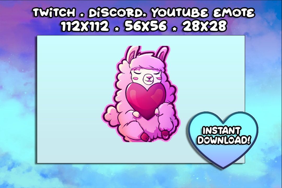 Sweet Pink Llama Hug Twitch Emote Adorable Digital Art for - Etsy