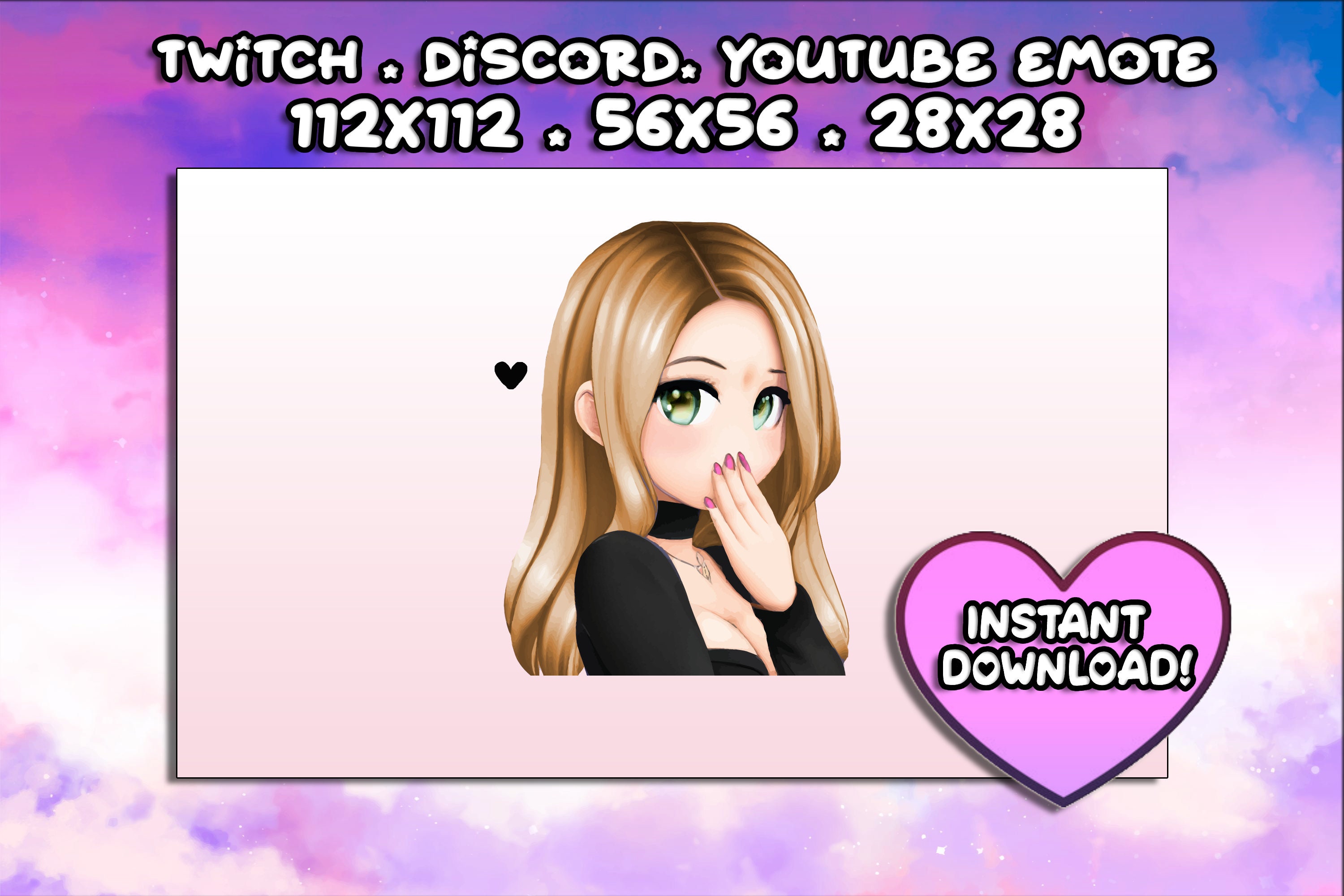 Sweet and Shy Girl Twitch Emote for Gamers and Streamers Gasping ...