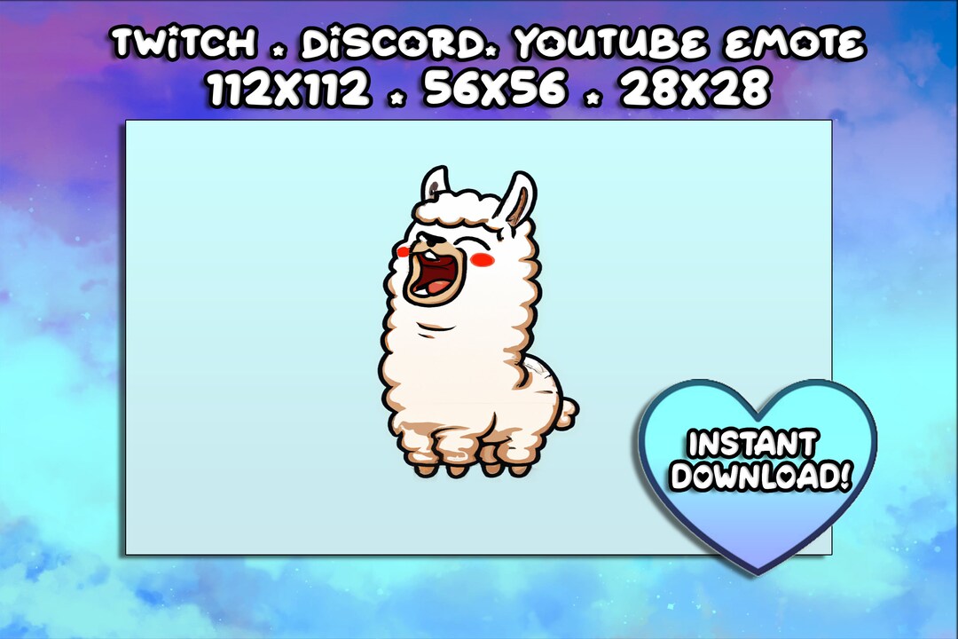 Llama LOL Twitch Emote Cute Blushing Laughter for Gamers - Etsy