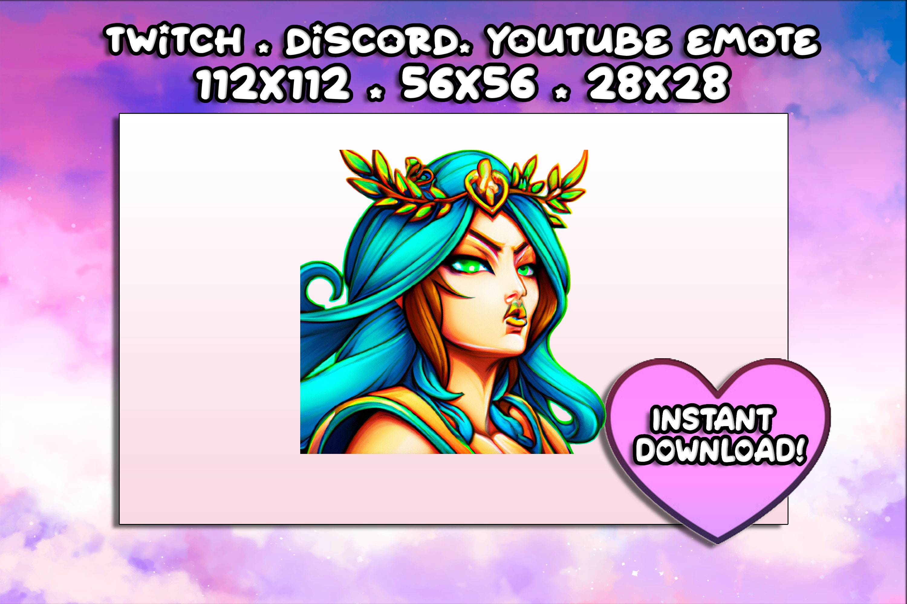 Sassy Blue Hair Goddess Emote for Twitch Scifi Warrior - Etsy