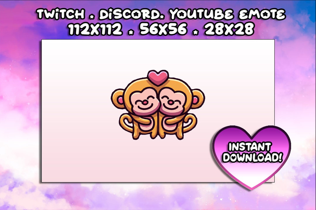 Squish Monkey Love Emote for Twitch Kawaii Cute Chibi - Etsy