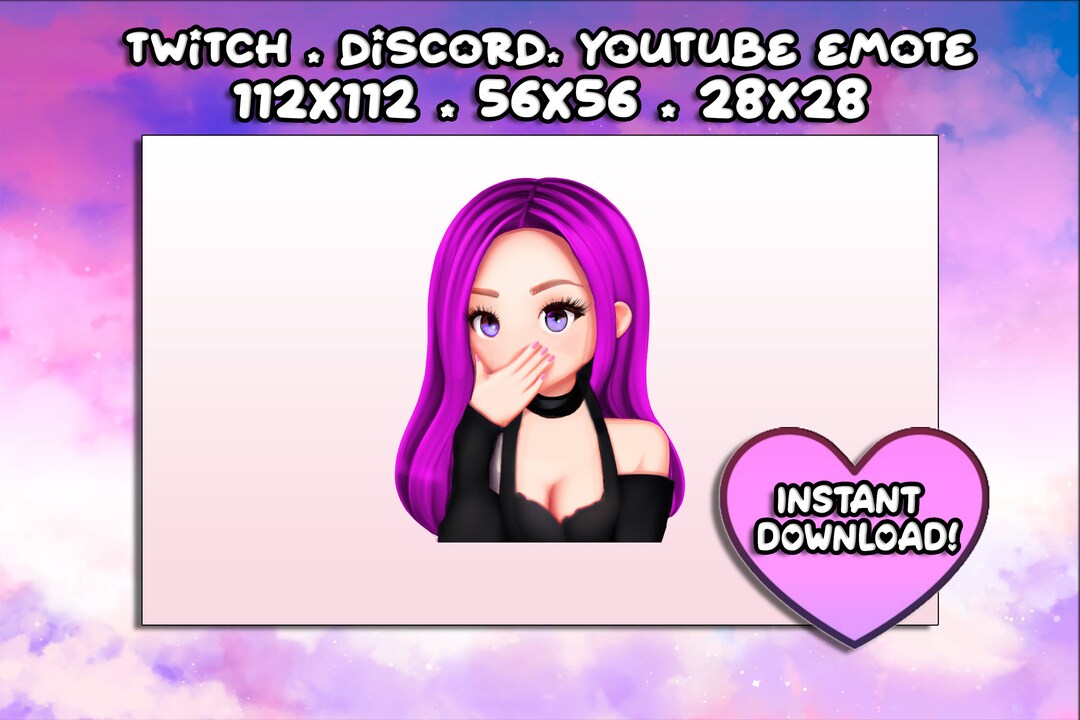 Gasping Shocked Embarrassed Emote for Twitch Long Purple - Etsy