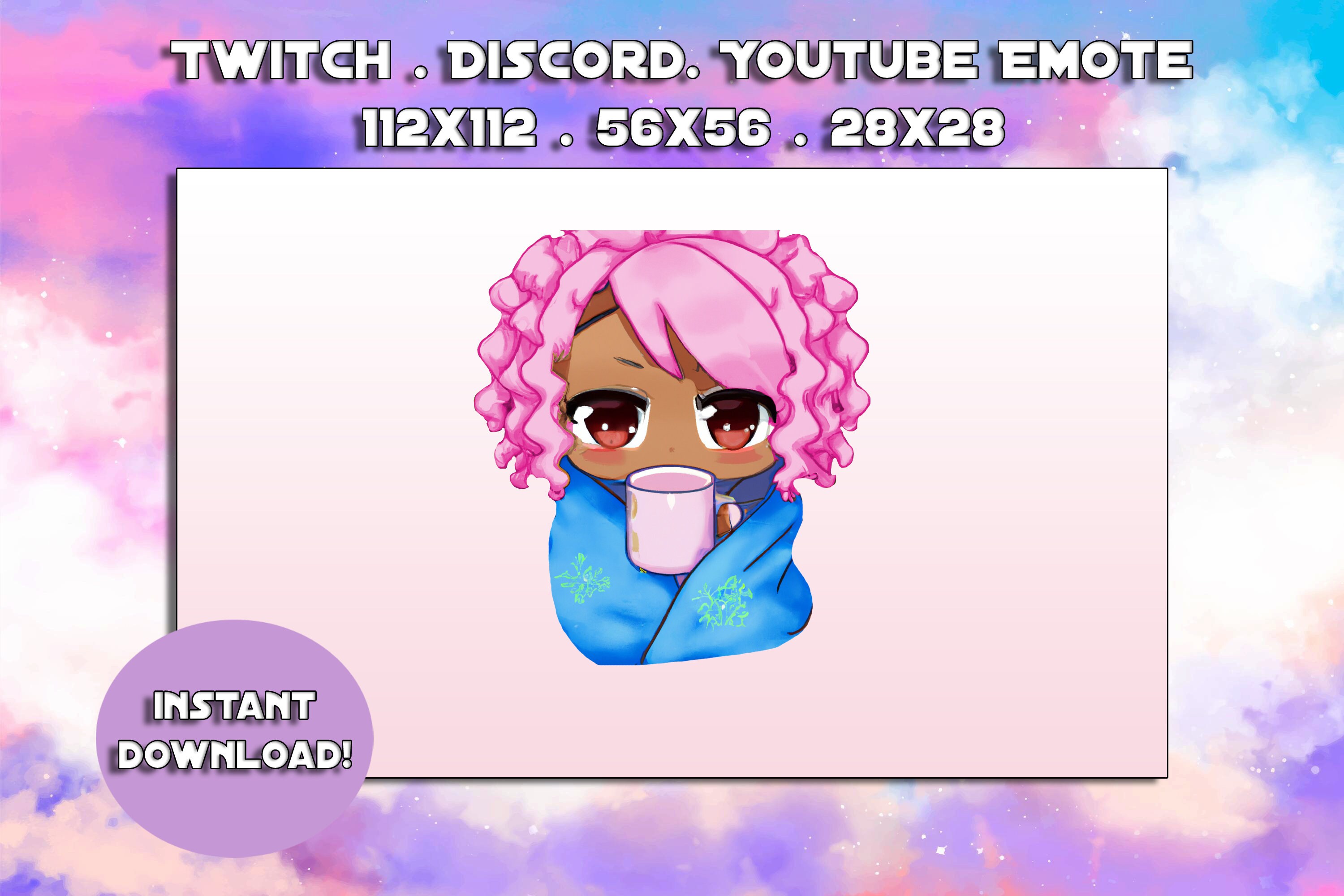 Cute Comfy SIP Emote for Twitch Pink Curls Waves Coffee - Etsy