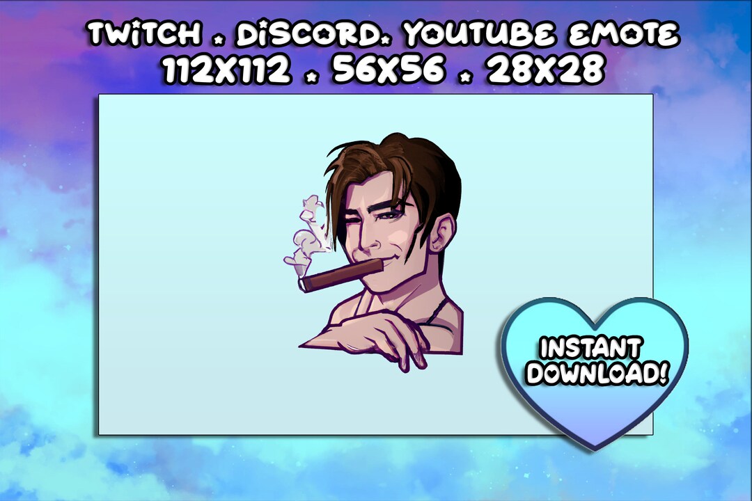 Cute Dapper Guy Smoking Emote for Twitch Unique Streamer - Etsy