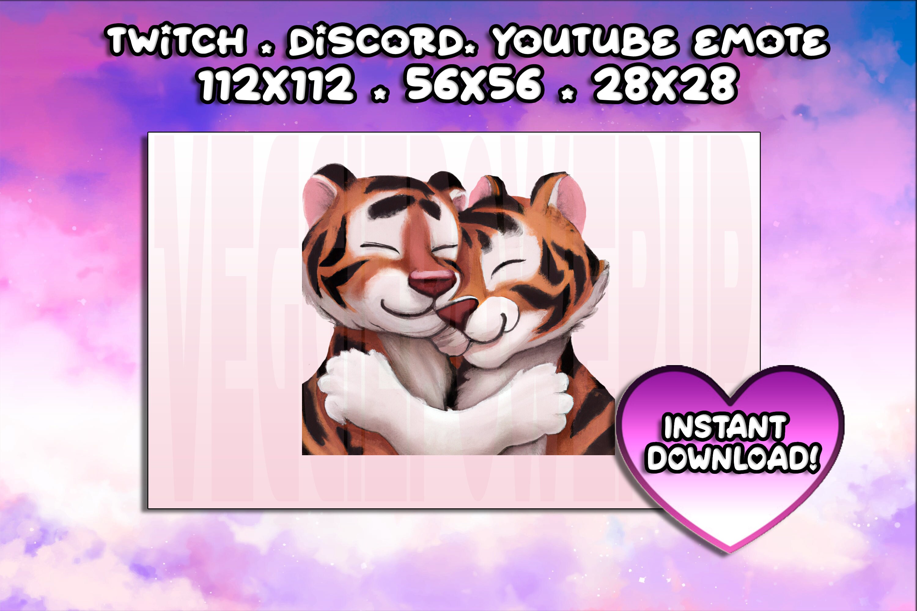 Big Cat Tiger Hug Cuddle Embrace Twitch Emote for Streamers Sweet Cute ...