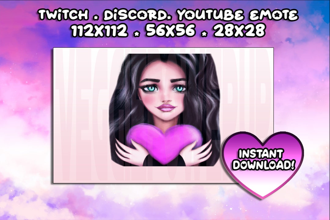 Stunning Woman Heart Hug Twitch Emote Realistic Bright Blue - Etsy