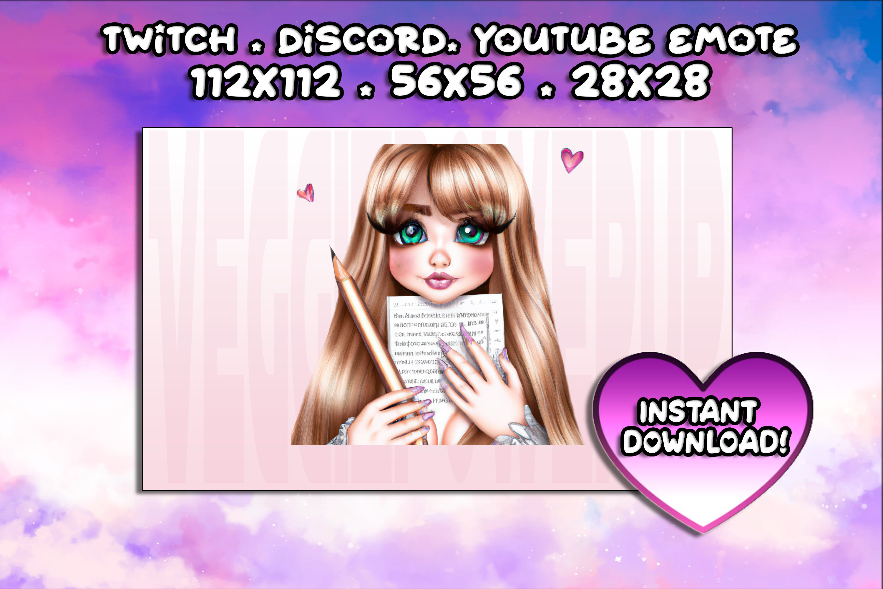 Let Me Write That Down Emote for Twitch Golden Blonde Hair - Etsy