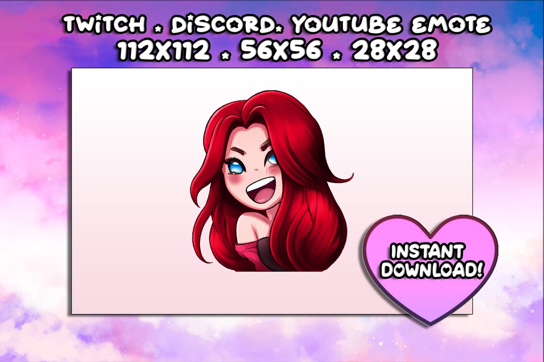 Cute Laughing Happy Twitch Emote Vibrant Red Hair Blue Eyes - Etsy