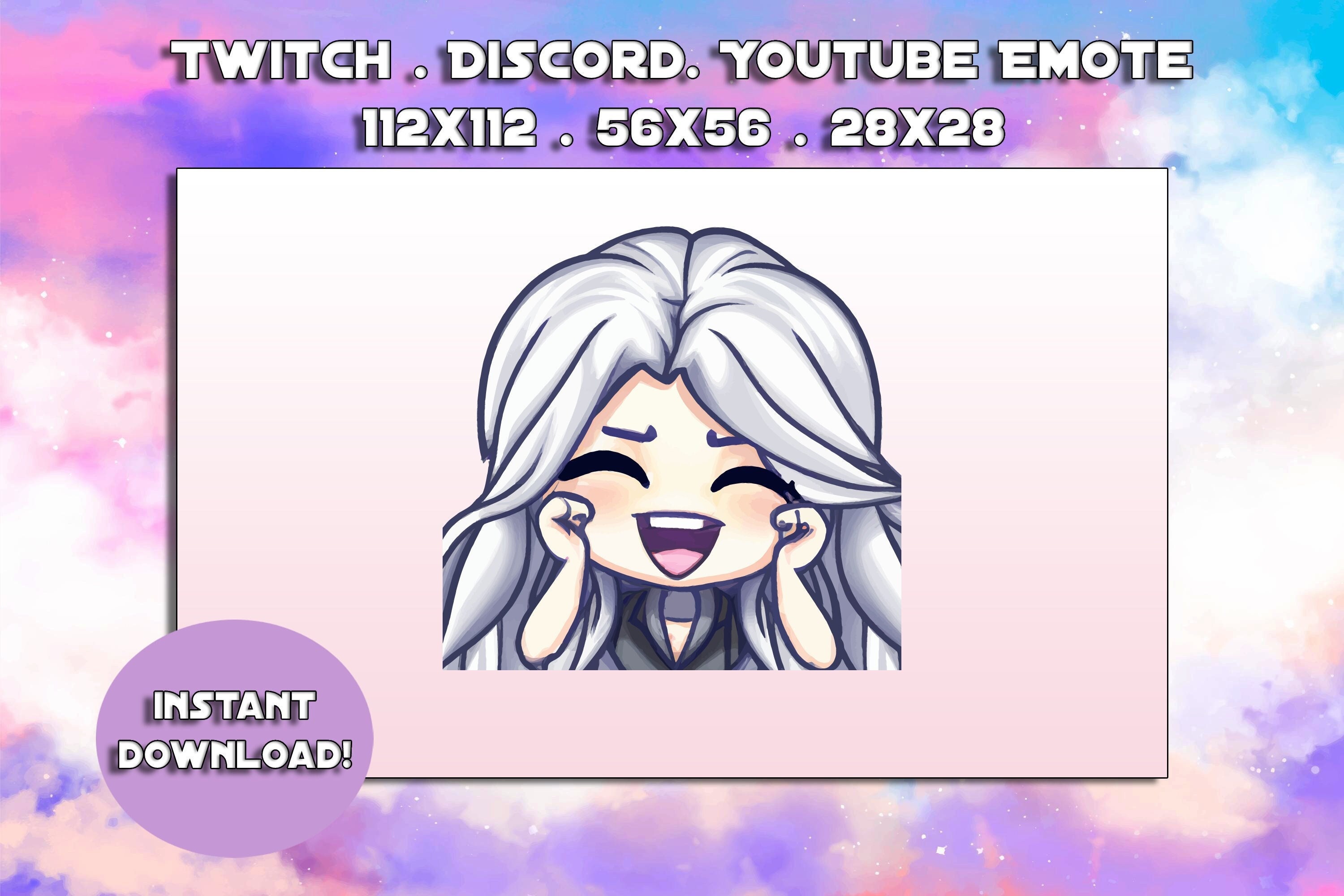 YAY Hype Emote for Twitch Discord Youtube White Silver Hair - Etsy