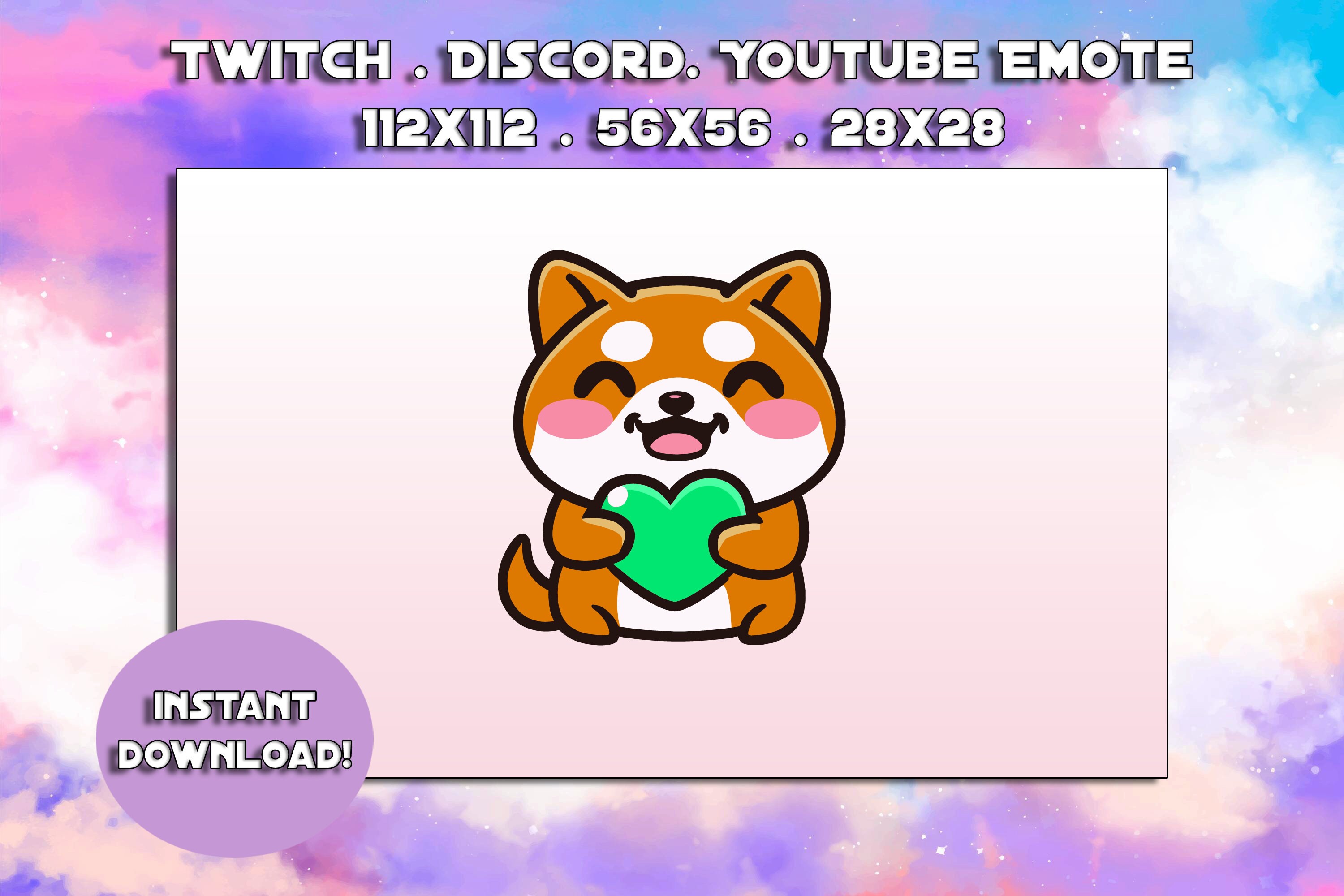 Shiba Inu Doge Emote Hugging a Green Heart for Twitch Kawaii - Etsy