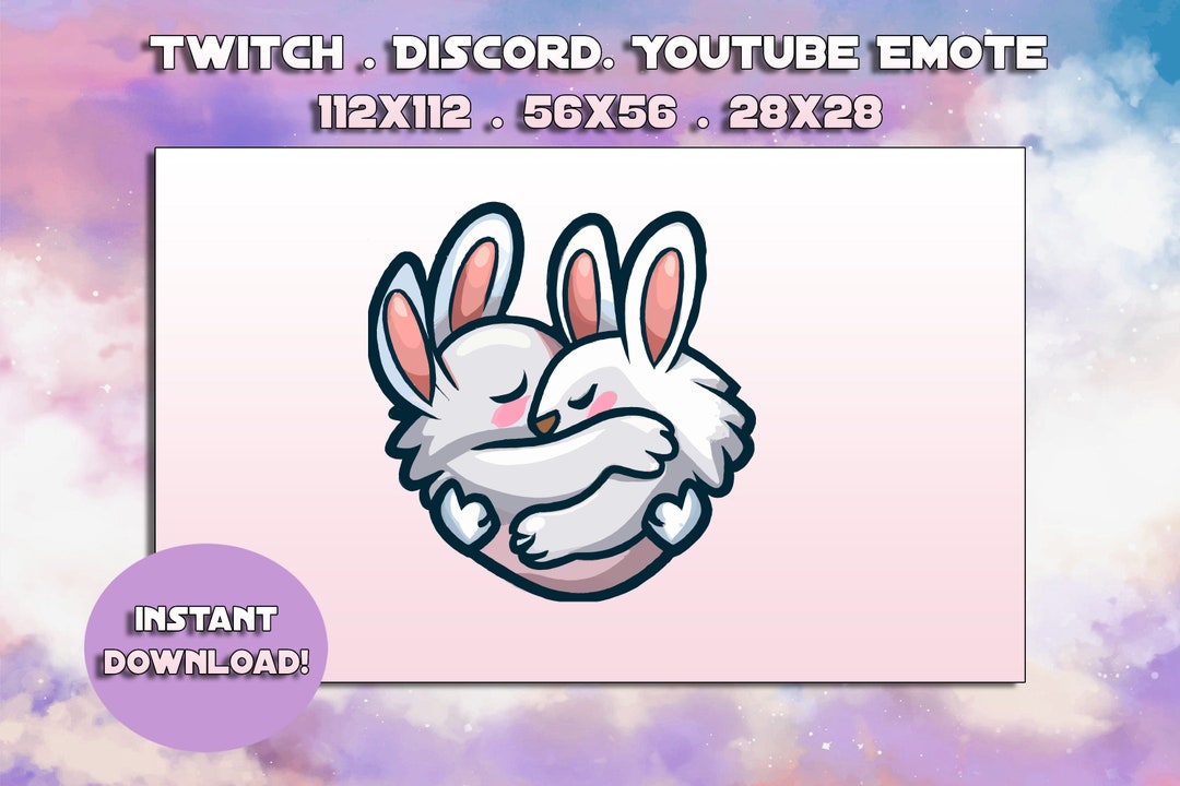 Squish Hugging Cuddling Bunny Emote for Twitch Kawaii Cute - Etsy