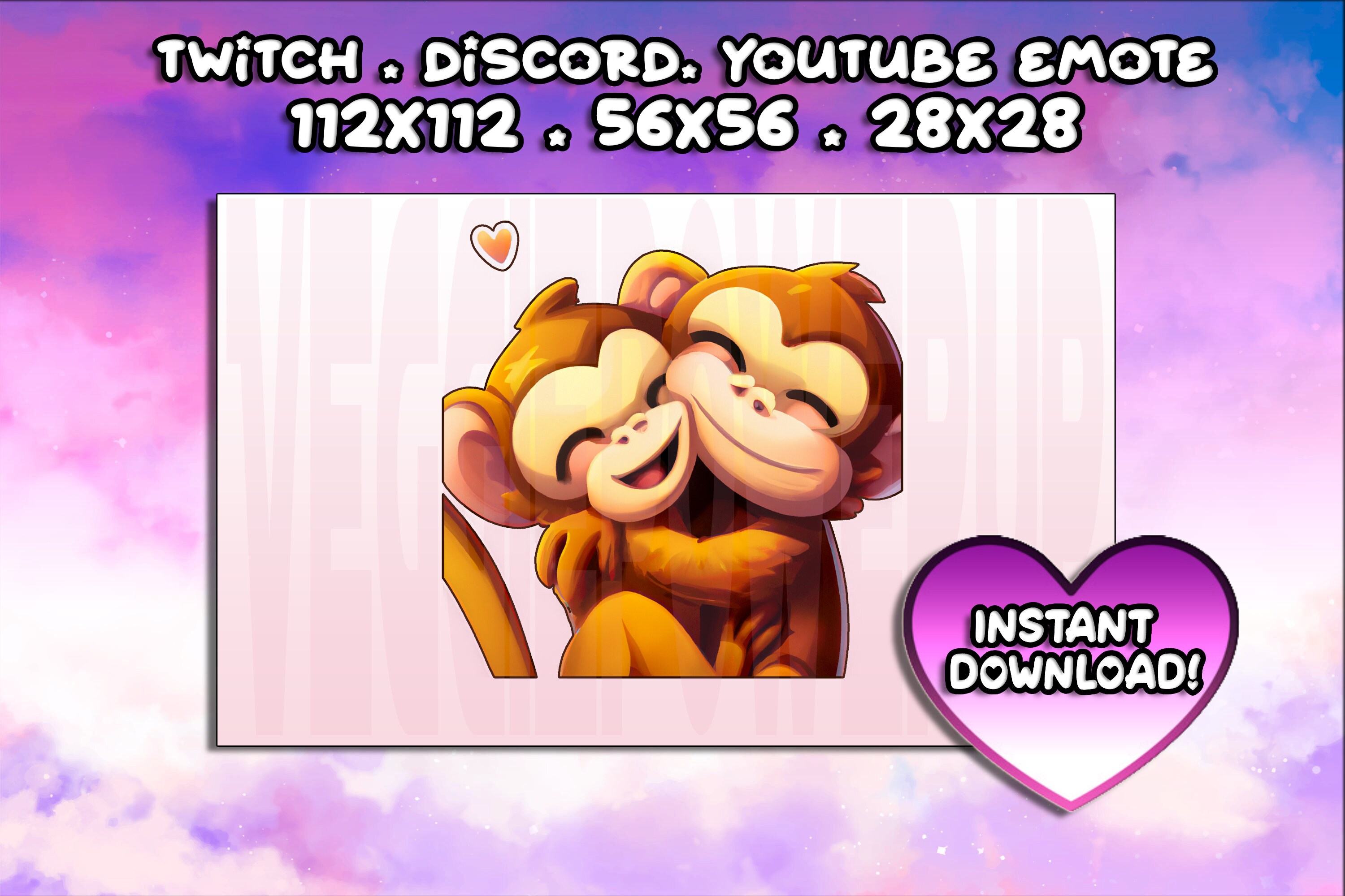 Squish Hugging Cuddling Monkey Emote for Twitch Kawaii Cute - Etsy