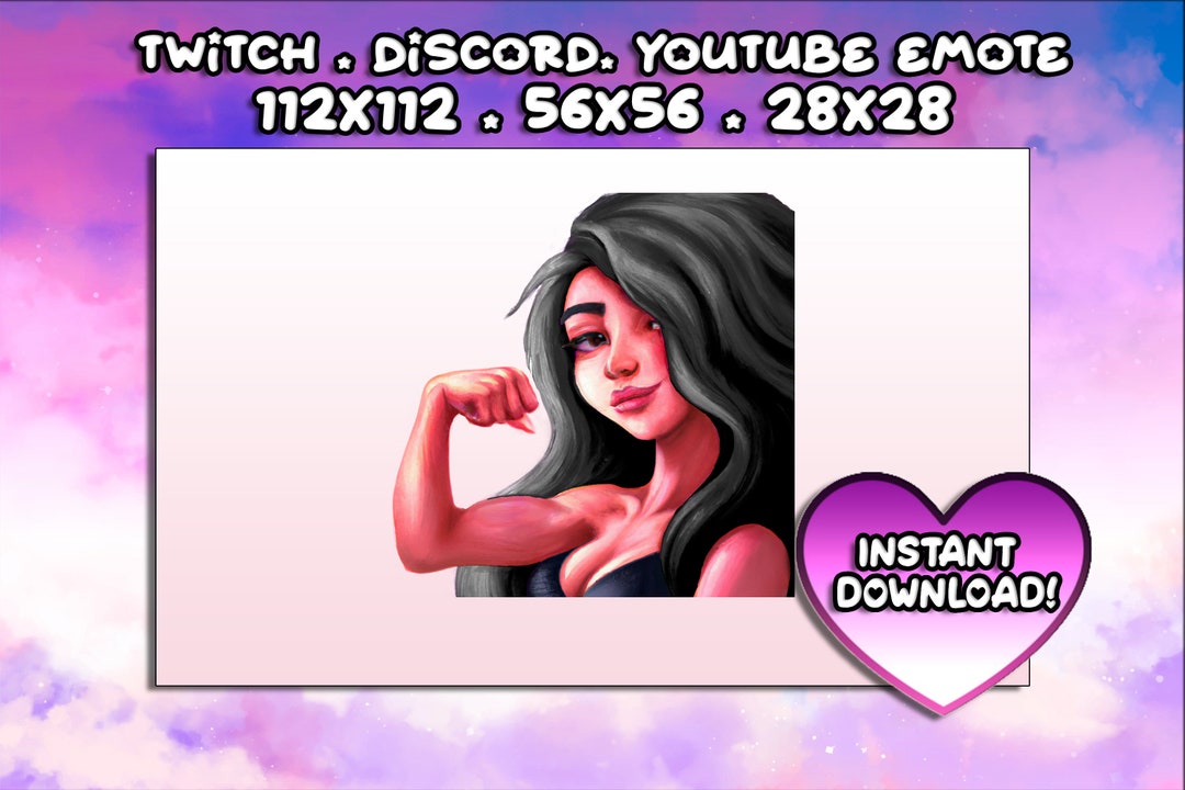 Strong Woman Flexing Biceps Twitch Emote Black Hair - Etsy