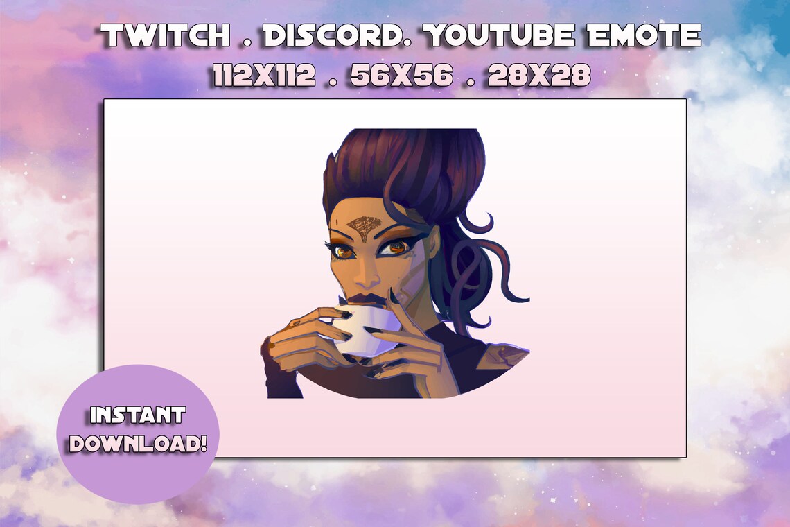 Scifi Goddess Cyberpunk Emote for Twitch Dark Hair Sip - Etsy