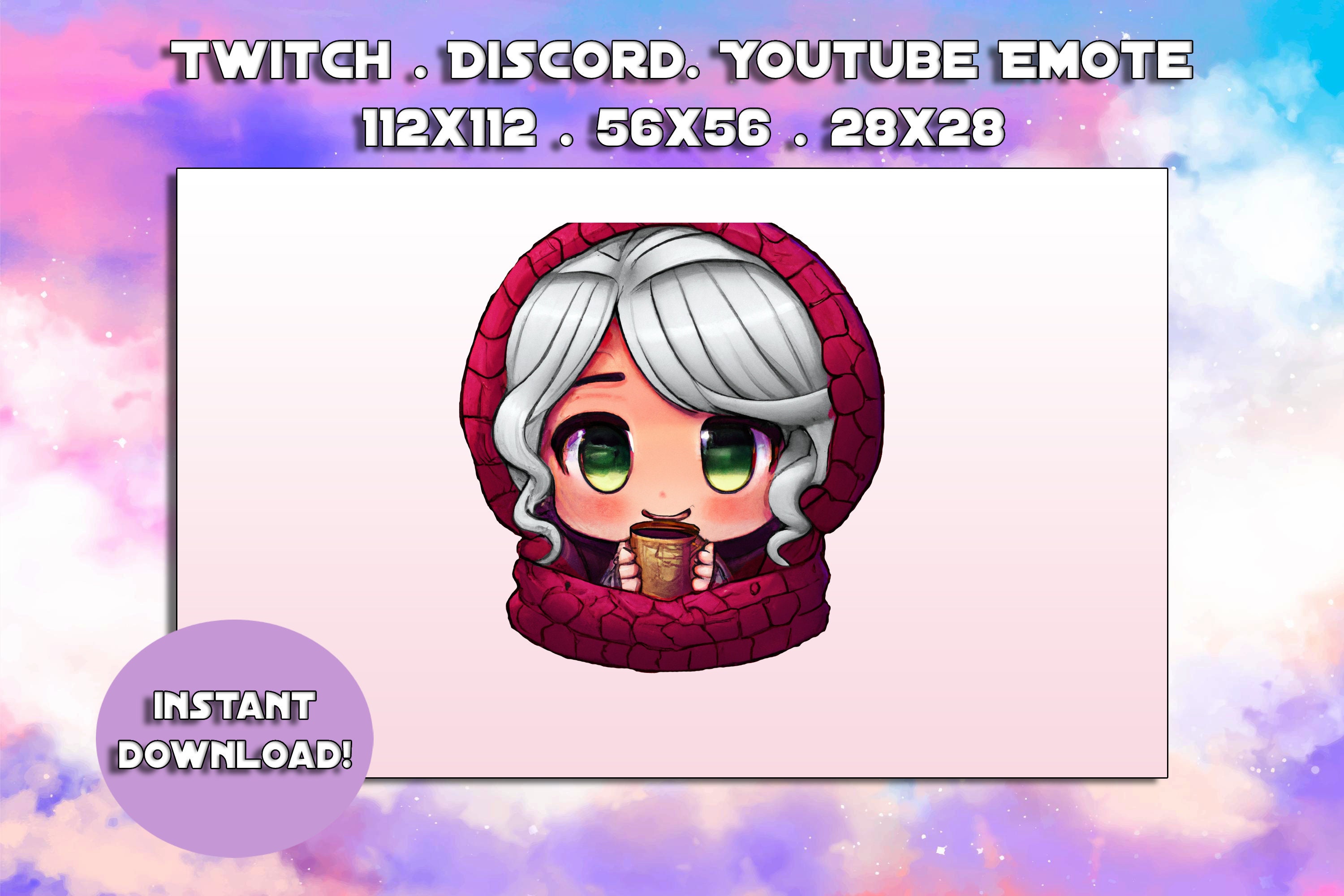 Cozy SIP Emote for Twitch Silver Curls Green Eyes Coffee - Etsy