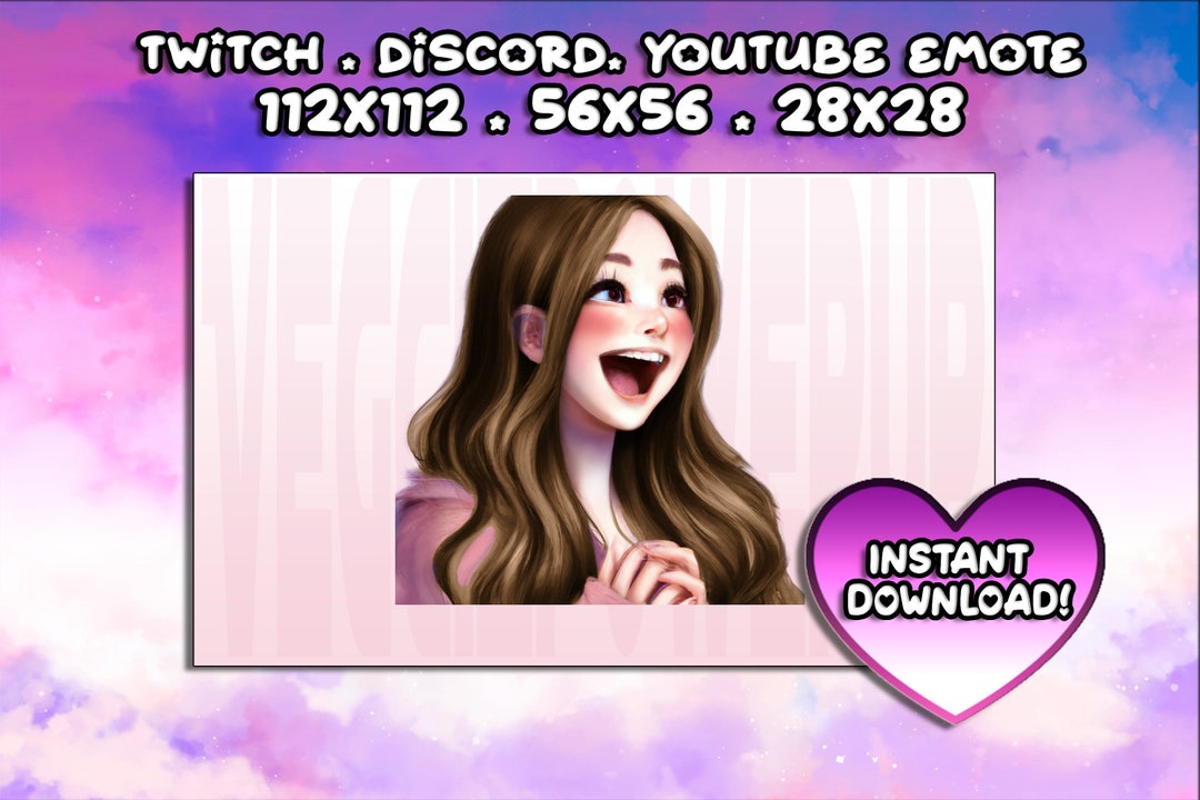 Pretty Gamer Girl Laughing Twitch Emote Beautiful Delicate - Etsy