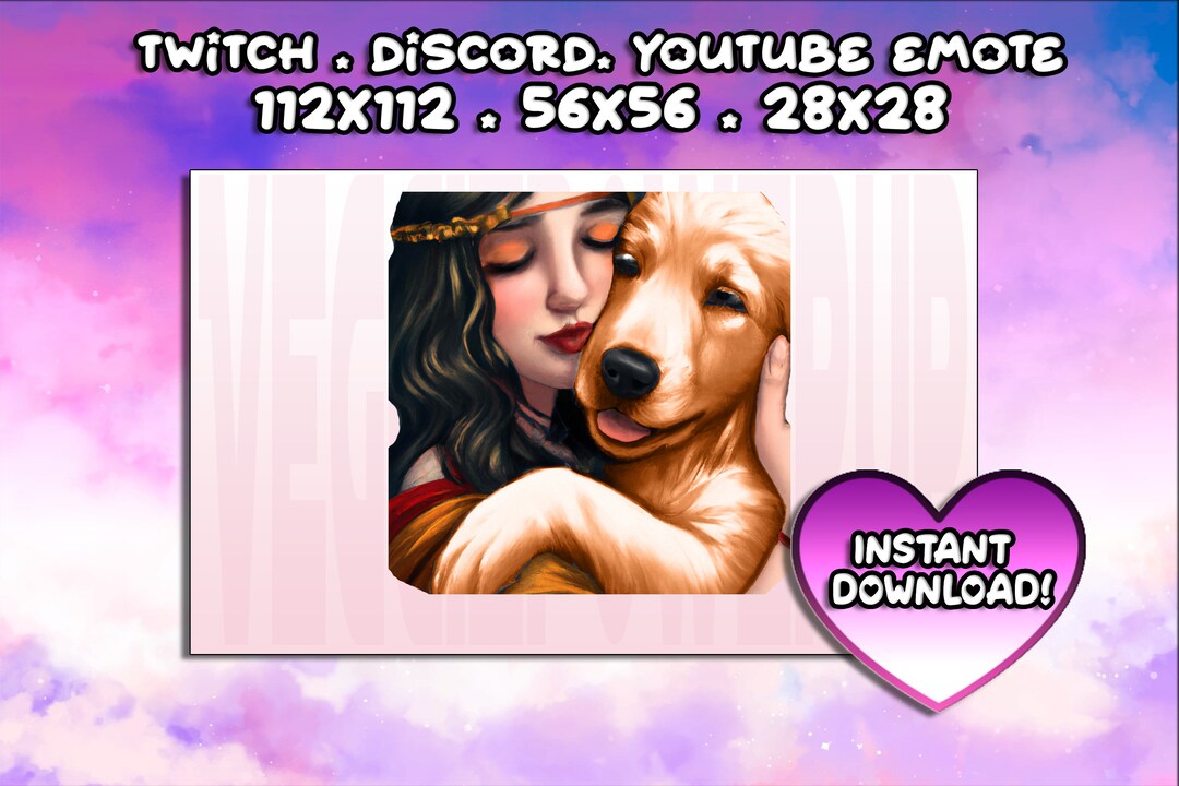 Hippie Woman Twitch Emote Long Dark Wavy Hair Fluffy - Etsy