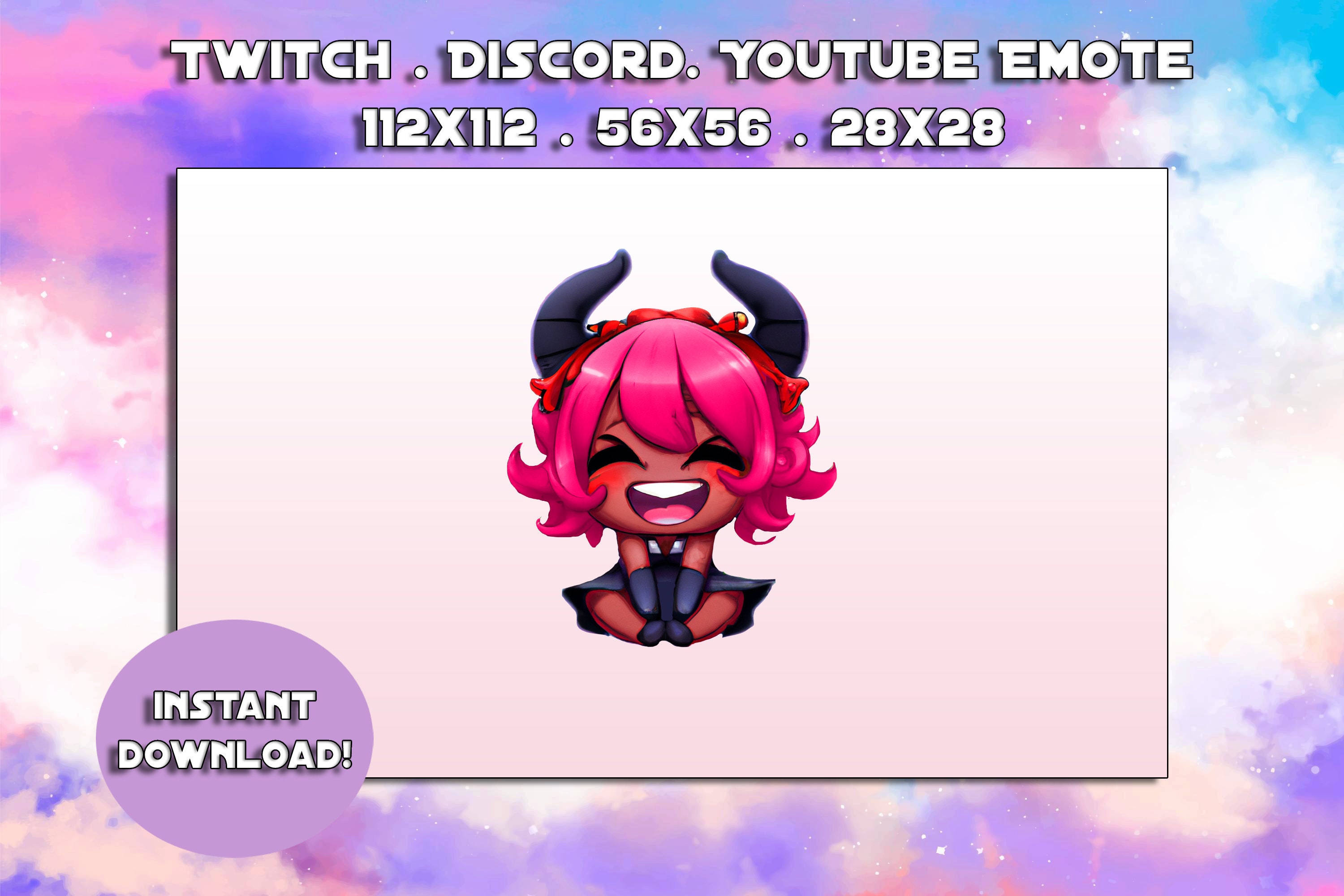 Pink Curly Laughing Devil Emote for Twitch LUL Giggle Unique - Etsy
