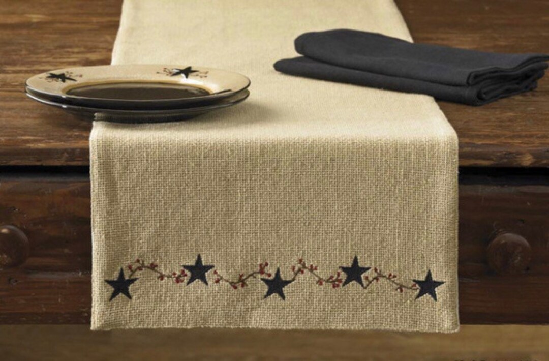 36 or 54 Burlap Star Table Runner 13x36 or 13x54 - Etsy