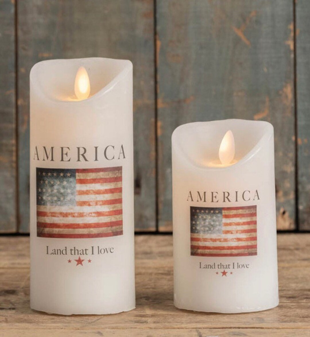 5 or 7 America Moving Flame Pillar Candle - Etsy
