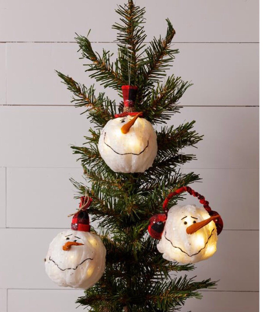 Snowman Heads Assorted, Lit Set of 3 - Etsy