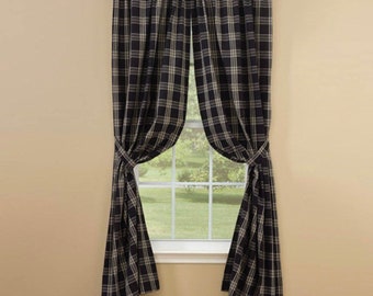Black and Cream Check Curtains | Etsy
