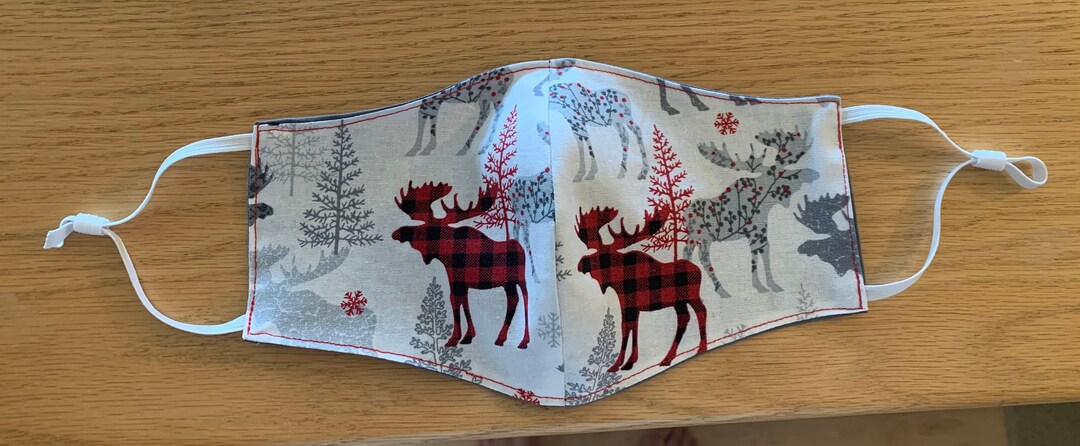 Christmas Moose Adjustable Face Mask Reversible & Washable NEW - Etsy