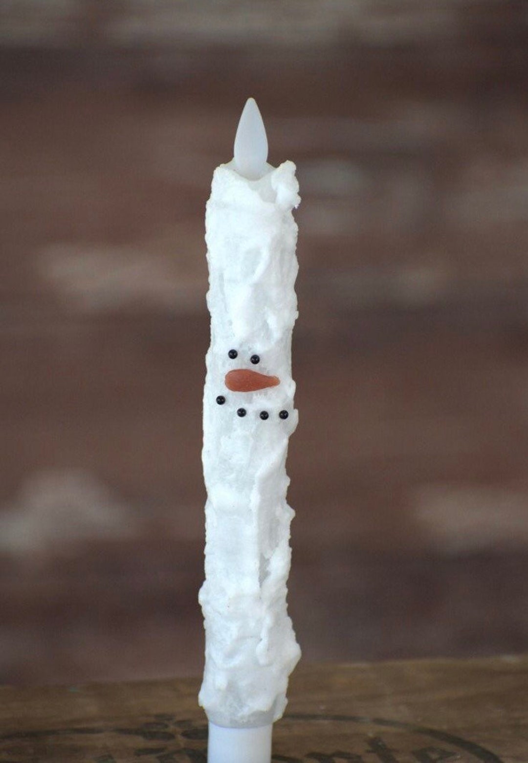 Snowman Bumpy White Taper Candle 7in 2pk - Etsy