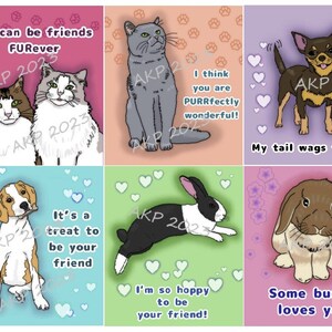 Printable Pet Valentine Cards With Cute Sayings for Kids: Cat, Dog ...