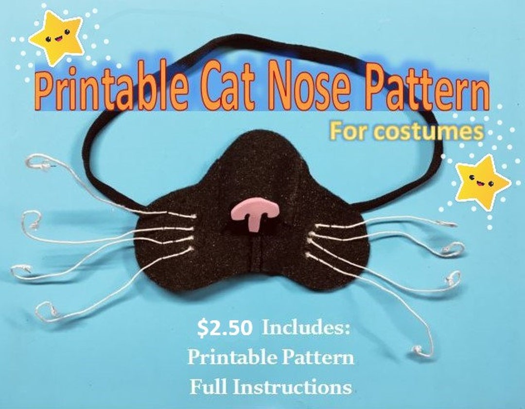 Printable Cat Nose Mask Pattern, 3 Sizes Included, for Costumes, Adult ...