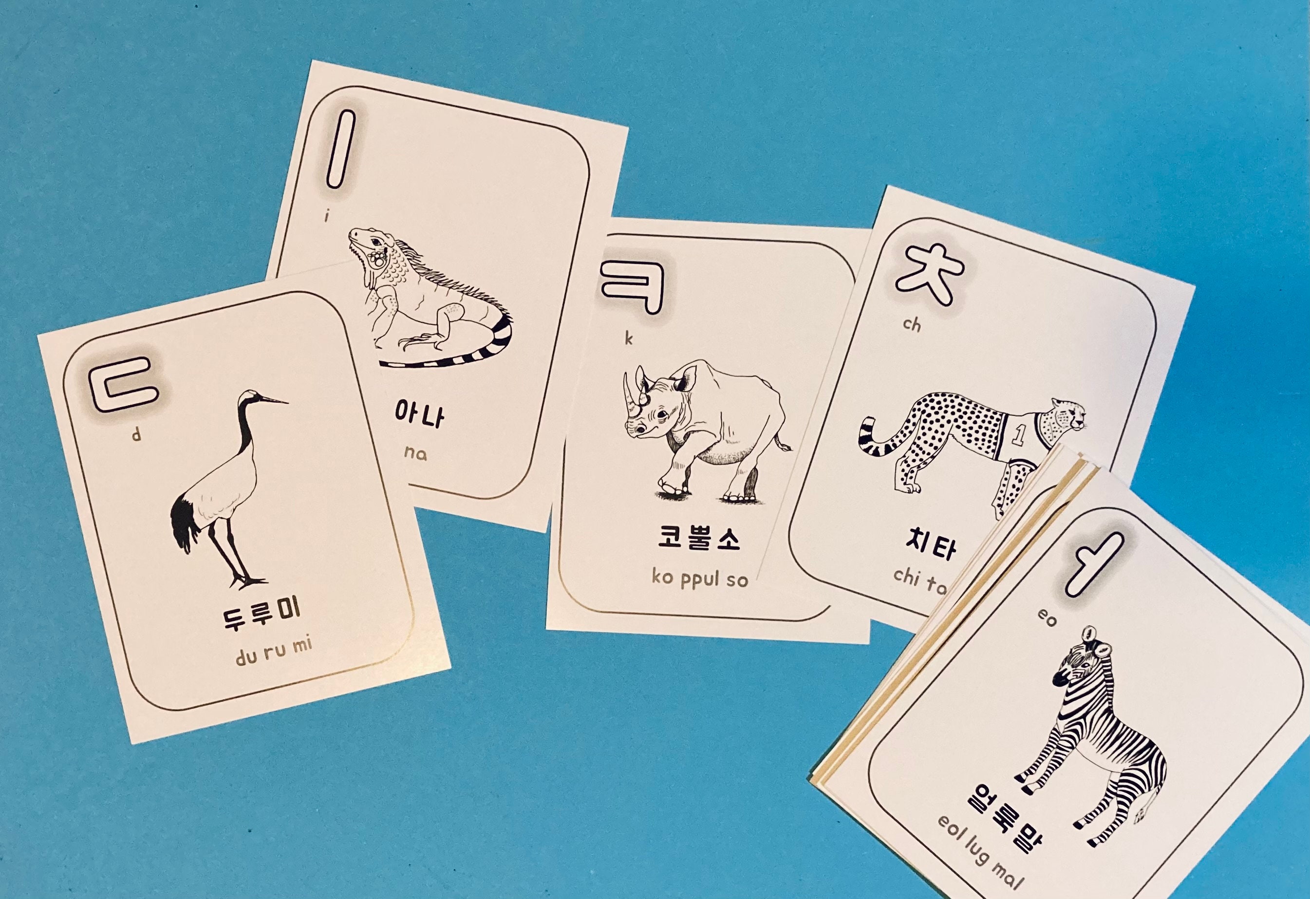 Printable Go Fish Korean Alphabet Cards for Learning and Playing, Age 4 ...