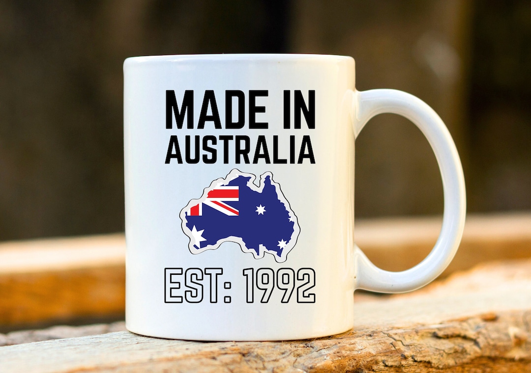 Made in Australia Mug. Map of Australia. Australian Flag. Personalised ...