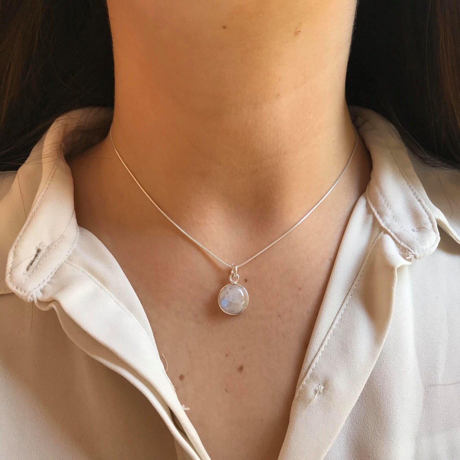 Collar Piedra Luna -sterling Silver 925 - Moonstone Necklace Delicate ...