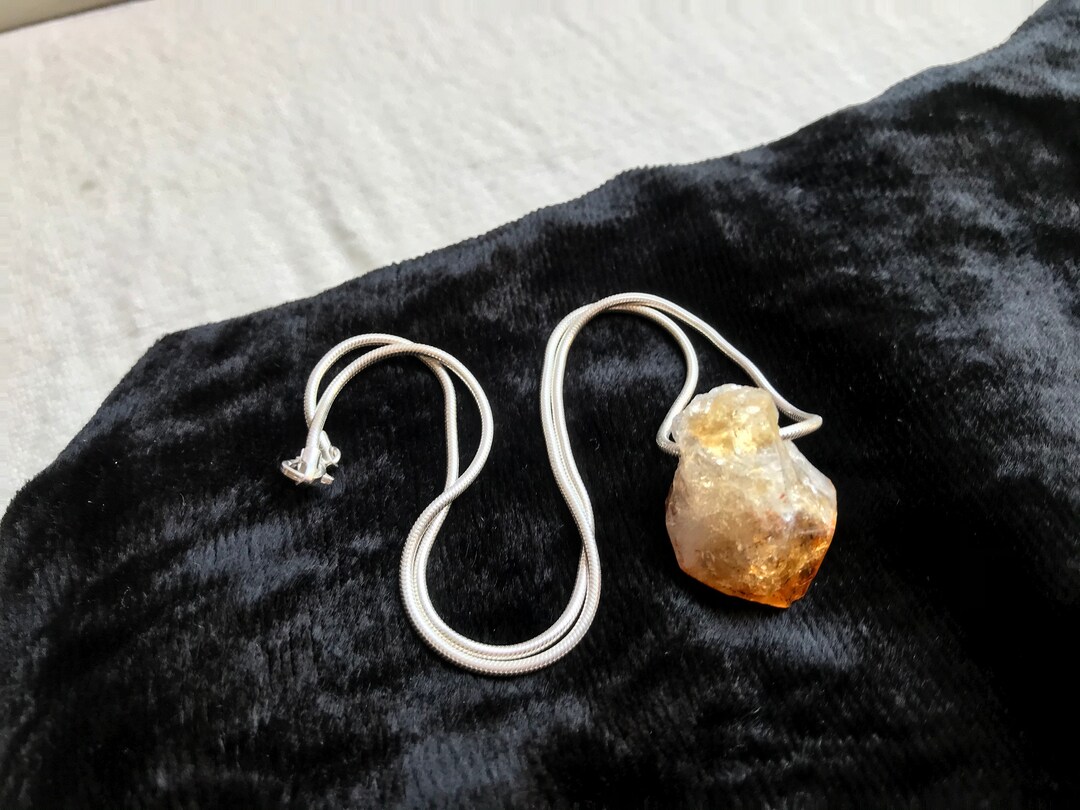 Citrino Necklace in Sterling Silver Chain 925 Citrine Necklace in 925 ...