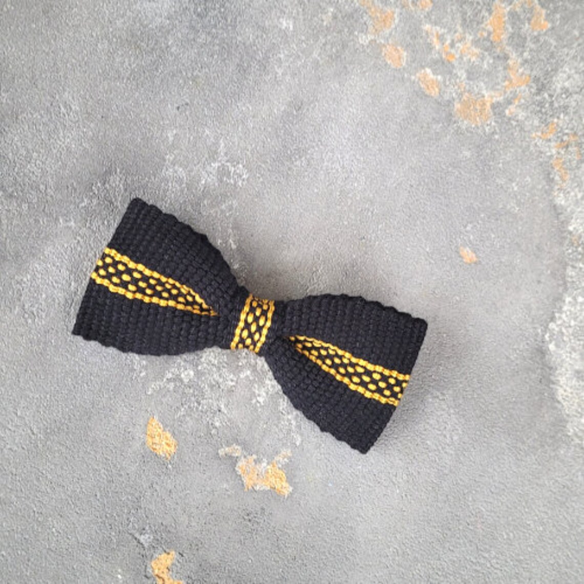 Handwoven Black Luxury Bow Tie for Groomsmen Made on Weaving Loom From ...