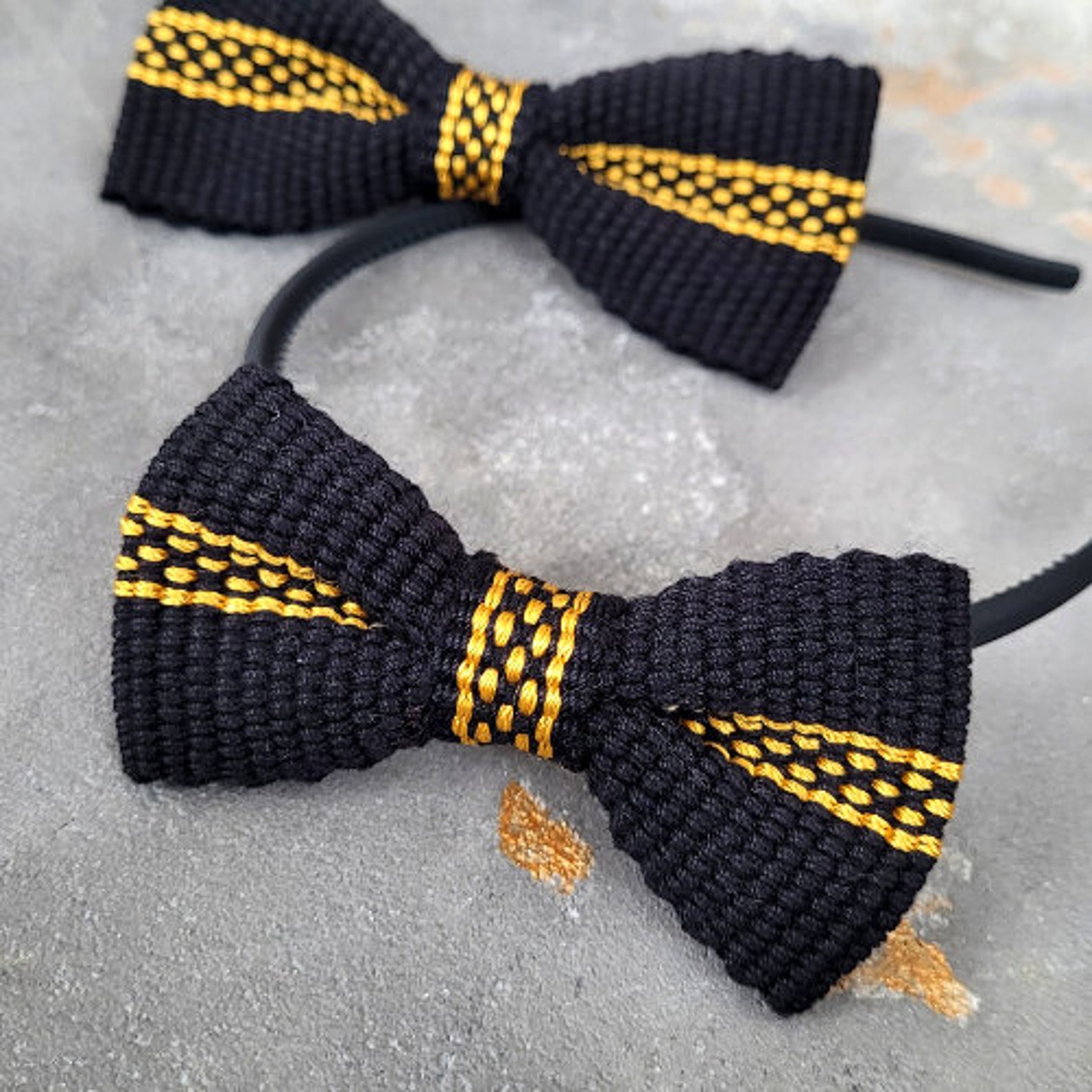 Handwoven Black Luxury Bow Tie for Groomsmen Made on Weaving Loom From ...