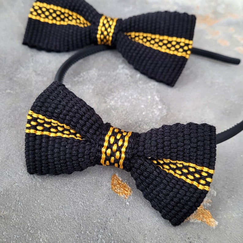 Handwoven Black Luxury Bow Tie for Groomsmen Made on Weaving Loom From ...
