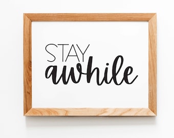 TRANSPARENT Stay Awhile Poster Modern Minimalist Stay Awhile - Etsy