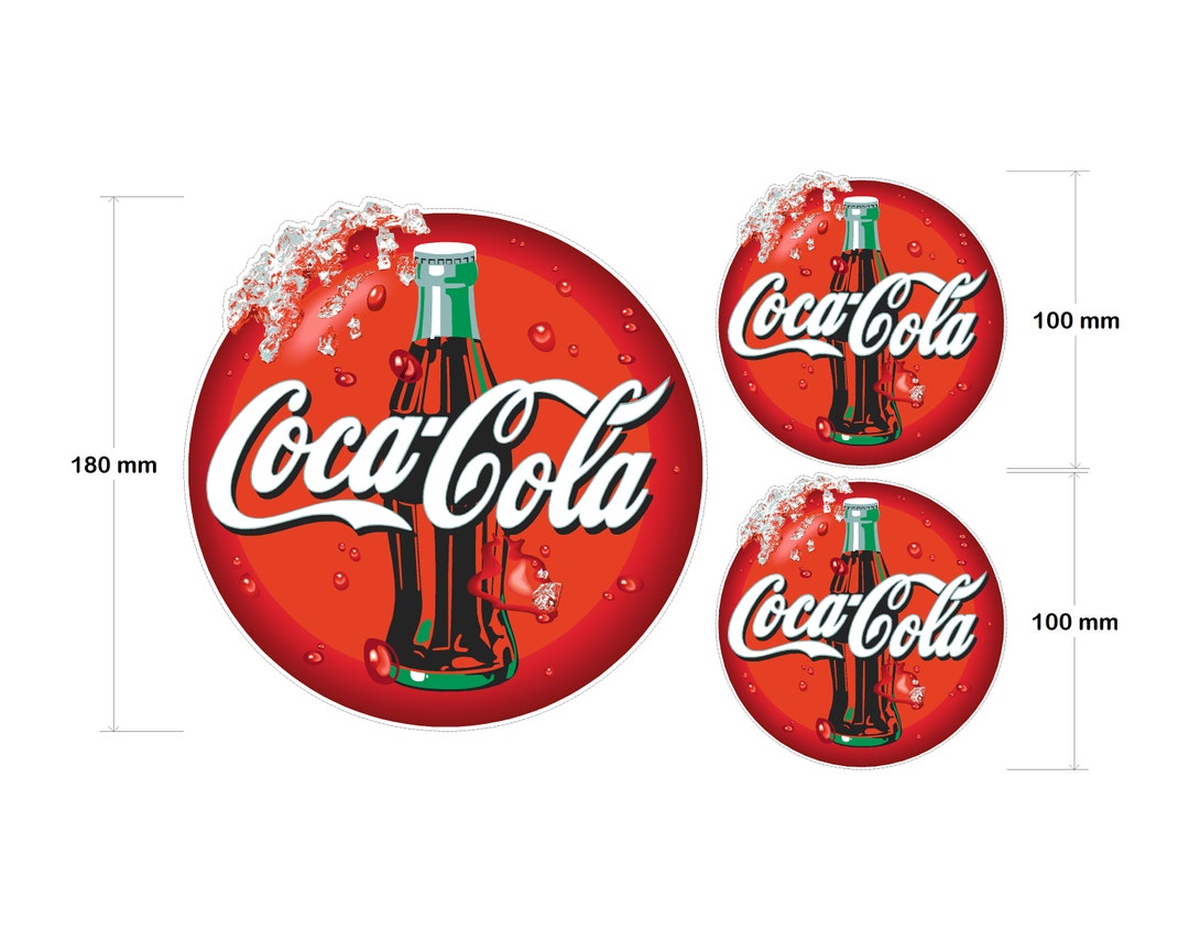 Coca Cola Sticker Set - 1x 180mm & 2x 100mm Self Adhesive Ice Cream ...