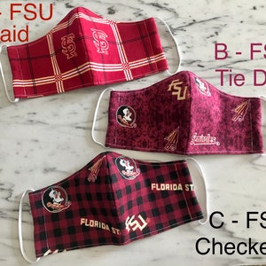 FSU Seminoles Cotton Flannel Fabric Face Masks. Washable, Double Layer ...