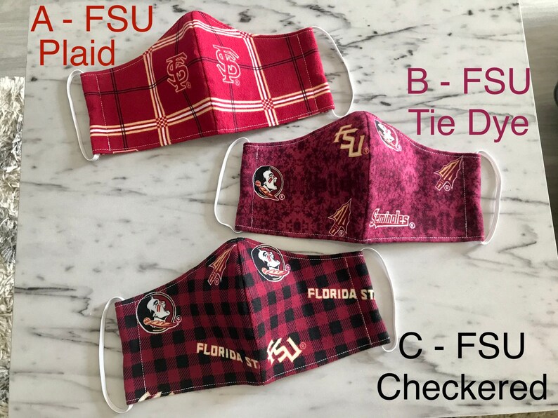 FSU Seminoles Cotton Flannel Fabric Face Masks. Washable | Etsy