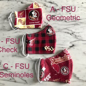 FSU Seminoles Sports Face Mask. Washable Double Layer W/thin - Etsy